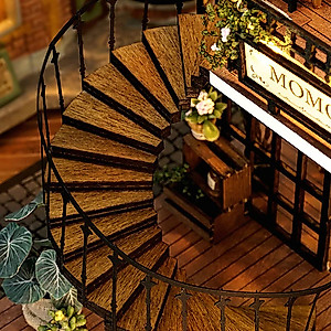 CUTEBEE Dollhouse Miniature with Furniture, DIY Wooden Dollhouse Kit Plus Dust Proof, Creative Room Idea(Forest Tea Shop)