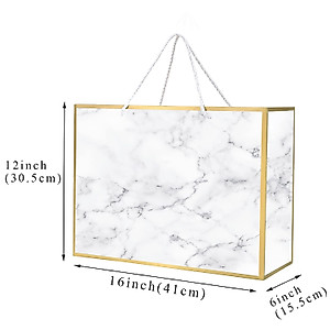 10 Marble Extra Large Gift Bags 16x6x12 Inch, White Gift Bags Large Size, White Paper Bags with Handles Bulk, Large Gift Bags for Presents, Paper Gift Bags with Handles, Wedding Gift Bags Bulk Cmecial