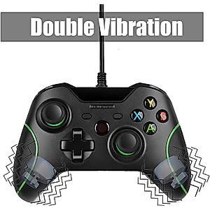 Wired Controller for Xbox One, Upgraded Game Controller Compatible with Xbox One/X/S/and PC(Black 1)