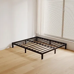 AMOBRO Low Profile Bed Frame - Heavy Duty Metal Queen Bed Frame in Matte Black, 7-Inch Heavy Duty Platform with Steel Slats, Easy Assembly, Noise-Free, Non-Slip, No Box Spring Needed