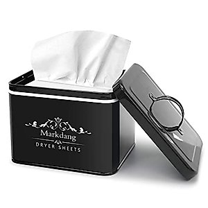 Markdang Dryer Sheet Holder Dispenser with Lid for Laundry Room Organization Modern Farmhouse Metal Magnetic Dryer Sheet Container for Laundry Room Decor and Accessories (Black)