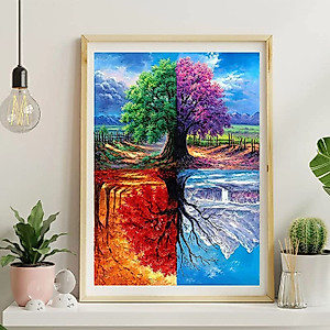 Stamped Cross Stitch Tree Counted Cross Stitch Kits Beginners Cross Stitch Kits for Adults 11CT DIY Embroidery Needlepoint Counted Kits for Home Decor 12x16inch