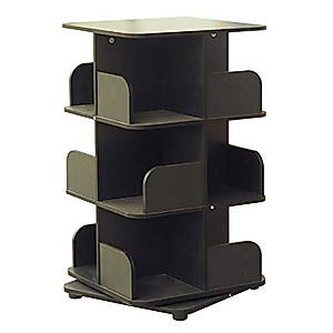 Kings Brand Furniture - 3-Tier Revolving Bookcase Bookshelf, Media Storage Cabinet, Black