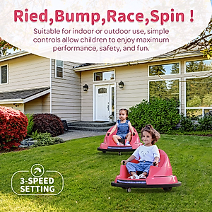 ROOMTEC Bumper Car for Toddlers 1-3, 12V Toddler Bumper Car with Remote Control, Safety Certified, Flashing Lights Music & 360 Degree Spin for Birthday (6V, Pink)