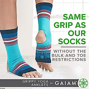 Gaiam Yoga Sock Anklets - Grippy Leg Warmer Ankle Socks for Yoga, Barre, Pilates, Dance, Aerobics - Bermuda Blue