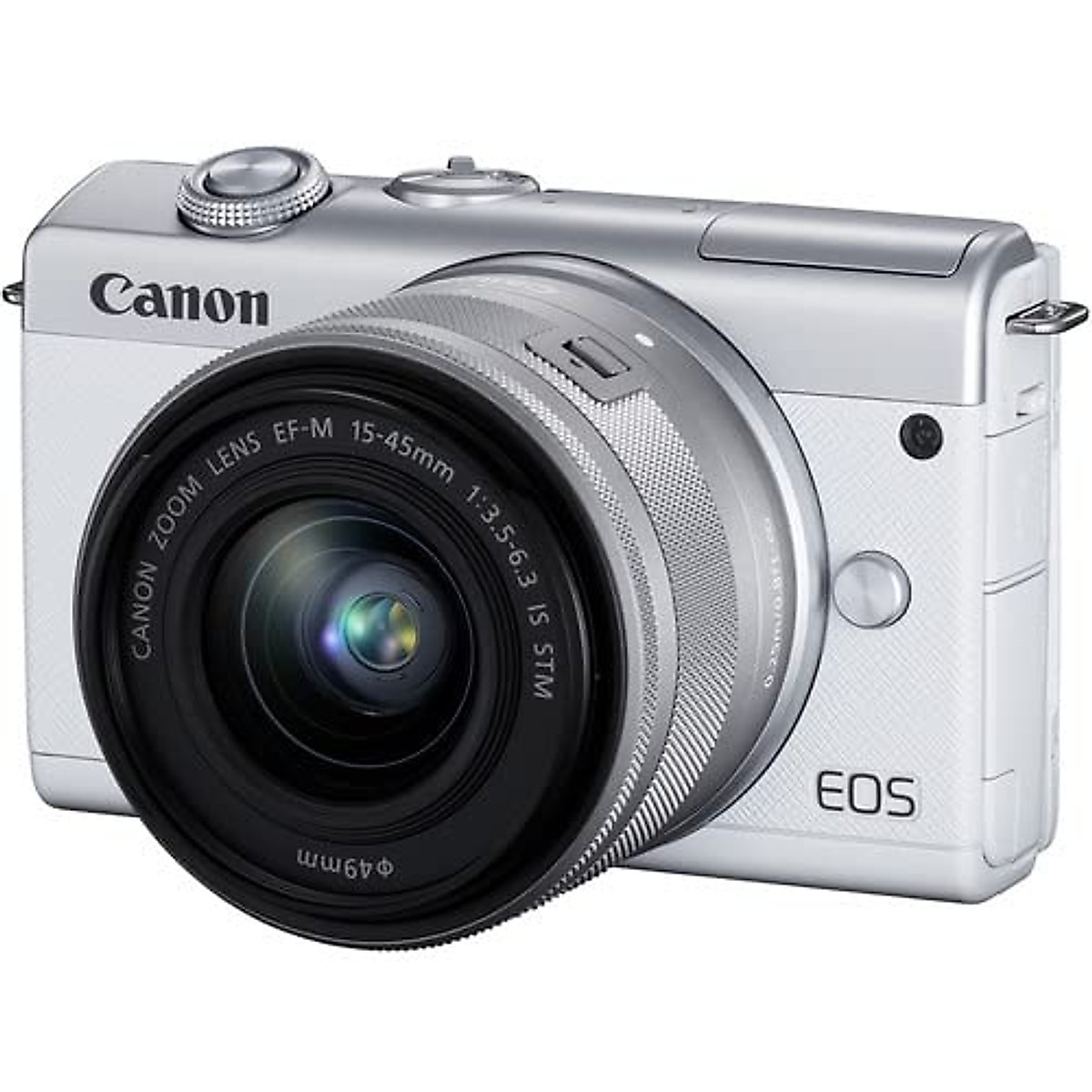 Canon EOS M200 Mirrorless Camera with 15-45mm and 55-200mm Lenses (White) (3700C009) + Filter Kit + 2 x 64GB Card + Charger + 2 x LPE12 Battery + Card Reader + More (Renewed)