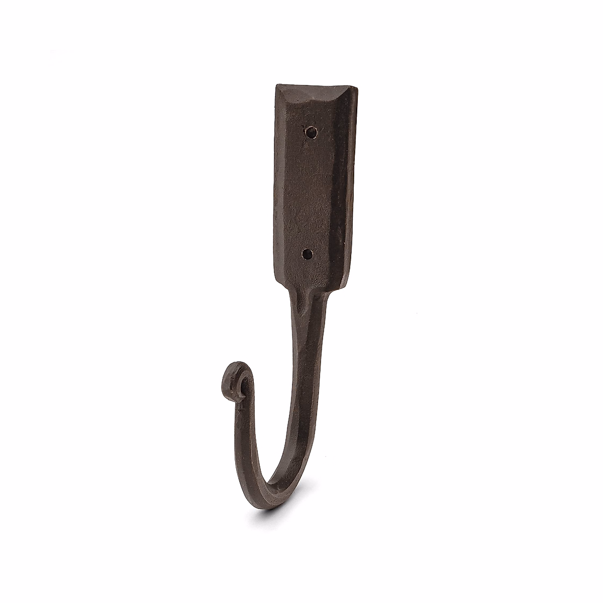 Kings County Tools Hand-Forged Iron Wall Hook | Large Size Measuring 6-1/2” | Rustic Look | Elegant Tapered Curl | Single Hook