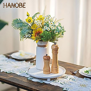 Hanobe Wood Risers for Decor: Rustic Round Wooden Pedestal Stand Tray for Display Farmhouse Table Decorative Risers for Dessert Candle Cake Plant, White 11"