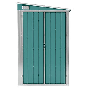 Gecheer Wall-Mounted Garden Shed Green 46.5"x113.4"x70.1", Outdoor Storage Shed with Door Galvanized Steel Shed Storage House for Backyard Garden Patio Lawn