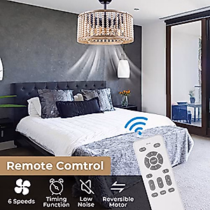 Flanagan 20 inch Boho Ceiling Fan with Lights, Modern Enclosed Design, Caged Fan, Remote Control, for Living Room, Bedroom, Kitchen