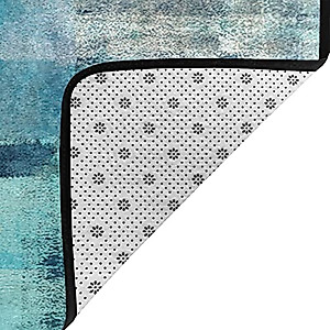Minalo Large Area Rug Decorative Covering Floor,Turquoise and Grey Abstract Art Painting,Non Slip Washable Indoor Doormat Soft Area Rugs for Living Room Bedroom 5 x 7Ft