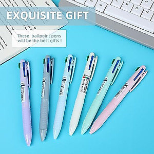 6 Pcs Multicolor Ballpoint Pens 0.5 mm 4-in-1 Colored Pens Color Changing Pen Retractable Nursing Pens Fine Point Ballpoint Pens for Office School Supplies