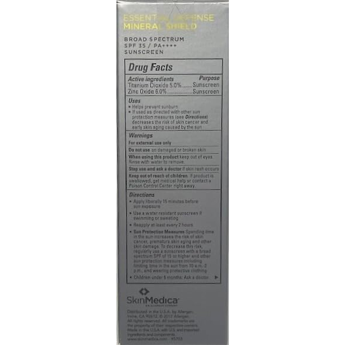 SkinMedica Essential Defense Mineral Shield SPF 35 Sunscreen for Face. This Lightweight, Facial Sunscreen is Ideal for Oily and/or Combination Skin, 1.85 Oz