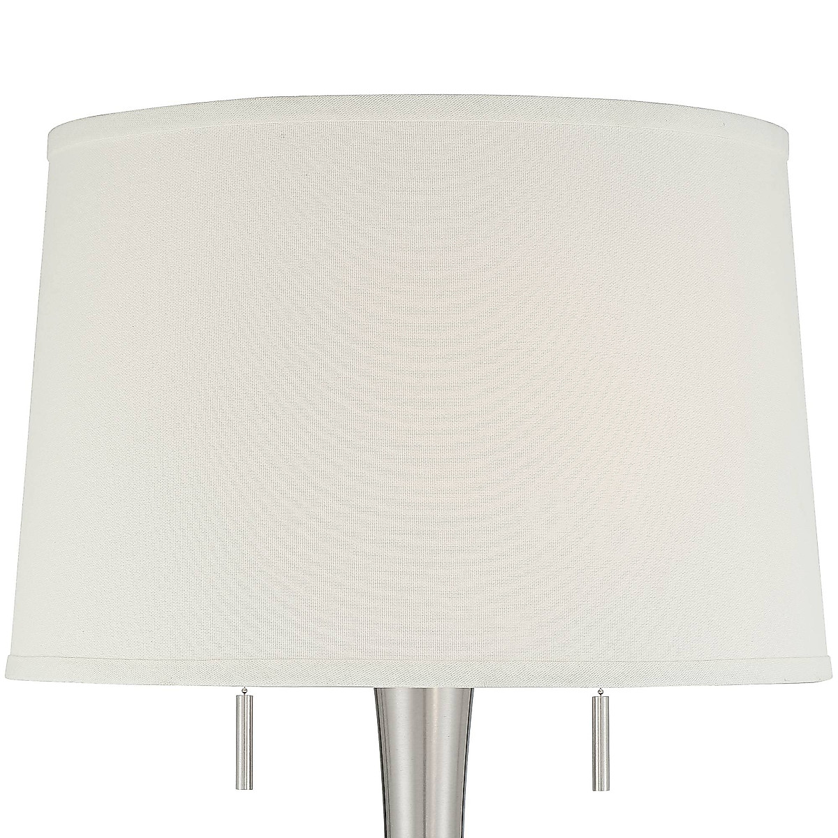 360 Lighting Karl Modern Industrial Floor Lamp Standing 63.75" Tall Brushed Nickel Silver Classic Metal White Tapered Drum Shade Decor for Living Room Reading House Bedroom Family Home