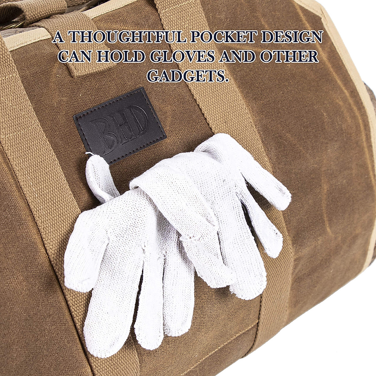 BHD Firewood Fireplace Carrier Logs Tote Holder 20 oz Waxed Canvas Sturdy Bag with Handles for Camping Indoor Outdoor Brown