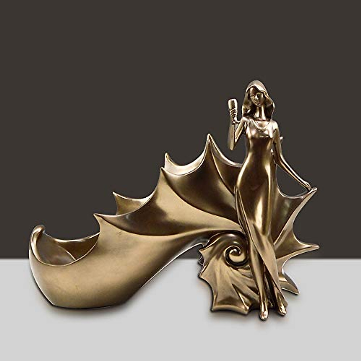 PIBM Stylish Simplicity Retro Cold Cast Copper Art Conch Wine Rack Beauty Style Desktop Porch Bar Restaurant Wine Cabinet Decoration Home Creative Ornaments Bronze Beautiful and Elegant