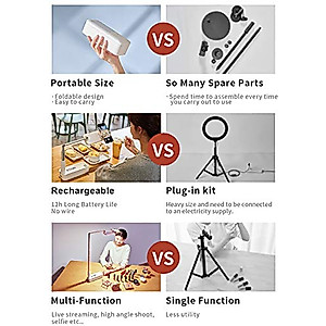 Viozon Extendable Selfie Stand 360° Rotation with Phone Holder, Rechargeable Wireless Foldable 7 Brightness LED Light for Live Streaming/YouTube/Tiktok/Video Recording/Photography/Reading (V6W)