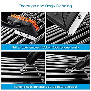 Unicook Grill Brush for Gas Grill, Heavy Duty Nylon BBQ Grill Cleaning Brush, Removable Head for Easy Cleaning and Replacement, Best Alternative to Dangerous Wire Brush, Do Not Use on Hot/Warm Surface