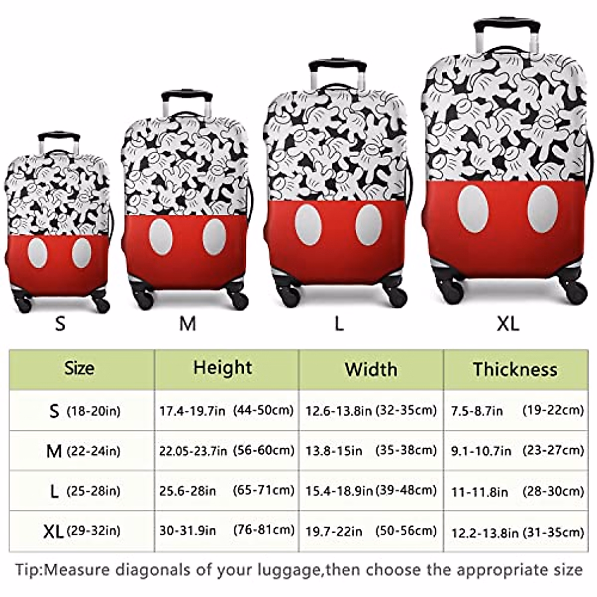 dicilly Luggage Cover Mouse Hands gesture Suitcase Cover Baggage Covers Fit 29-32 Inch Luggage (Go Travel)
