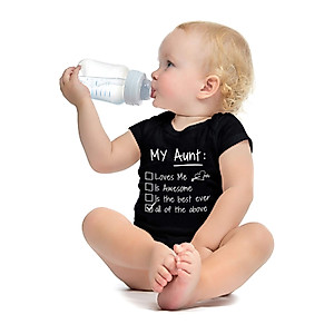 SOBOWO My Aunt Loves Me Baby Clothes Funny Baby Bodysuits Pregnancy Announcements Onsies Romper Jumpsuits for Newborn Boys Girls 0-6 Months (3-6 Months, My Aunt Loves Me Black)