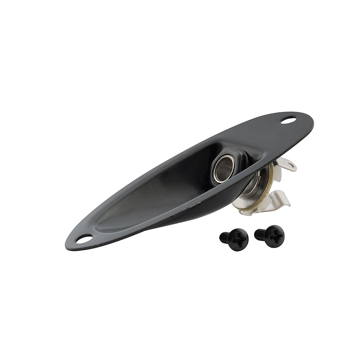 Musiclily 1/4 Inch Boat Style Loaded Guitar Input Jack Socket Plate Output Jack for Fender Stratocaster Strat Electric Guitar, Black