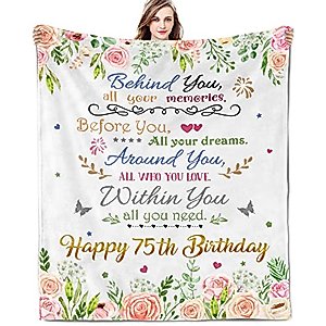 75th Birthday Gifts for Women, 75th Birthday Gifts for Men, 75th Birthday Decorations, 75th Birthday Decorations for Men, 75th Birthday Gifts, Happy 75th Birthday Decorations Throw Blankets 60"x 50"