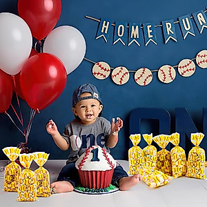 Softball Goodie Bags, 100 PCS Softball Snack Bags, Baseball Goodie Bags Softball Cellophane Bags Gift Treat Goody Cookie Snack Bags for Team Party Bags Favor Bulk Softball Theme Birthday Decoration