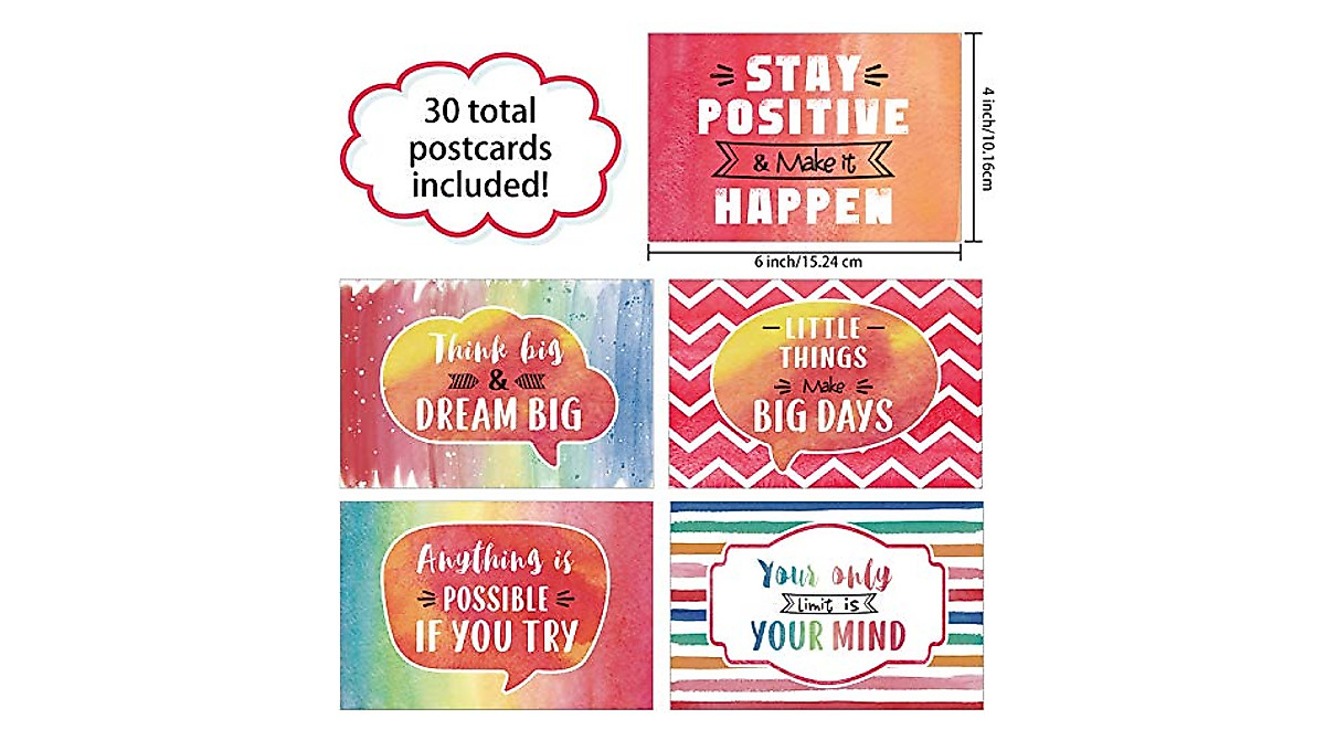 30 Pcs Watercolor Motivational Postcard Teacher for Students ...