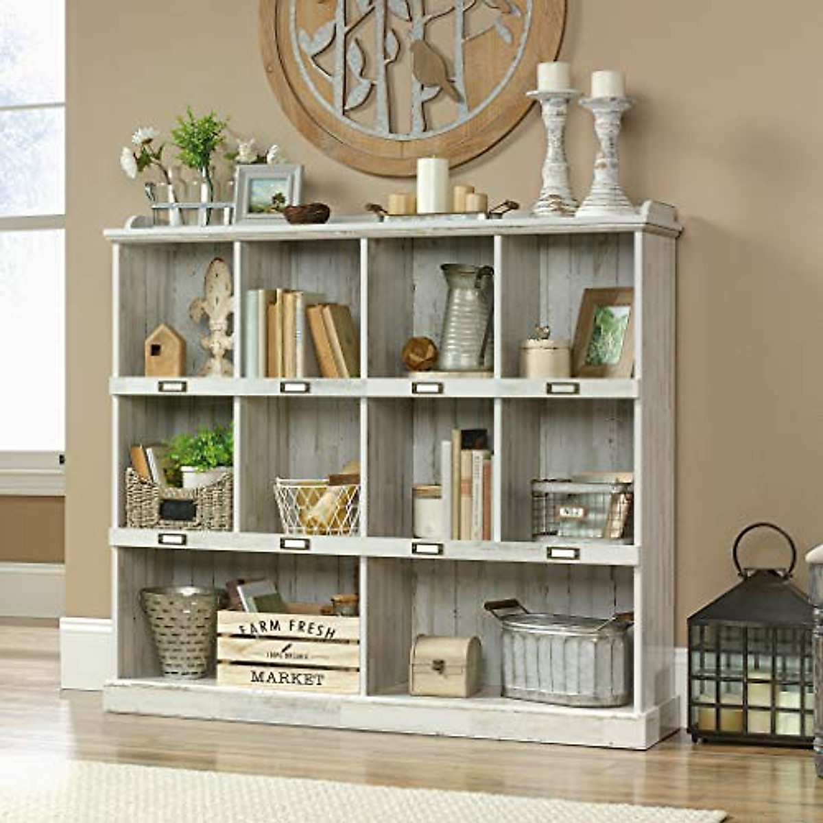 Sauder Barrister Lane Bookcase, L: 53.15" x W: 12.13" x H: 47.52", White Plank finish