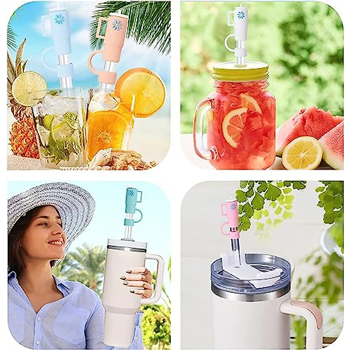 5PCS Straw Cover Cap for Stanley Cup, Silicone Straw Topper fit Stanley 30&40 Oz Tumbler with Handle, 10mm Drinking Straw Tip Covers for Stanley Cups Accessories.