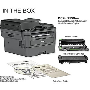 Brother DCP L25 50DWB All-in-One Wireless Monochrome Laser Printer, Print Scan Copy, Automatic Duplex Printing, 128MB Memory, 2400 x 600 dpi, 36 ppm, 250-Sheet, 50-Sheet ADF, Durlyfish