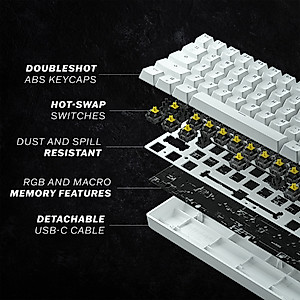 HK GAMING GK61 Mechanical Gaming Keyboard - 61 Keys Multi Color RGB Illuminated LED Backlit Wired Programmable for PC/Mac Gamer (Gateron Optical Brown, White)