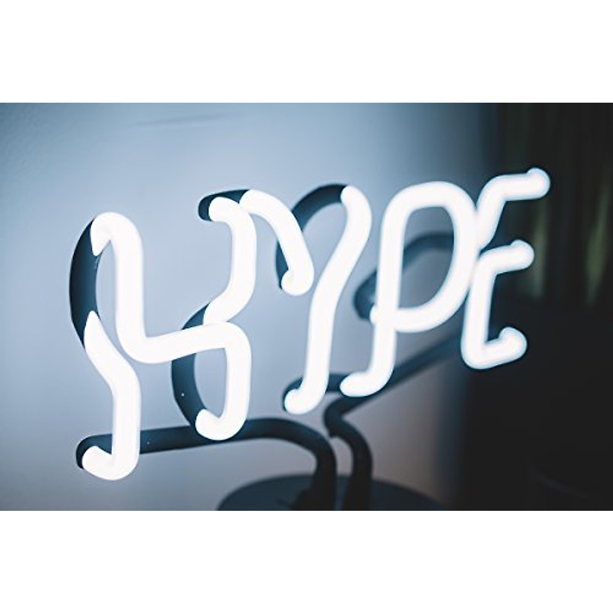 Amped & Co HYPE Real Neon Light Novelty Desk Lamp, Large 9.6x8.3", White Glow