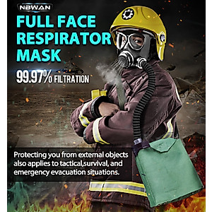 NBWAN Gas Respirator Mask with 40mm Activated Carbon Filter & Supply Air Hose, Gas Masks Survival Nuclear and Chemical Military Grade, Respirator Mask for Chemicals, Dust, Paint Spray, Organic Vapor