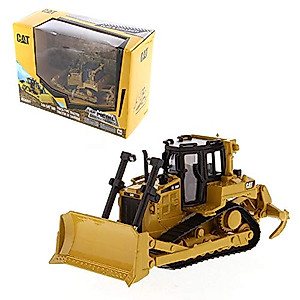 1:64 Scale Caterpillar D6R Track-Type Tractor - Construction Metal Series by Diecast Masters - 85691 - Poseable Giant Ripper and Free-Rolling, Segmented PVC Tracks - Diecast Metal with Plastic Parts