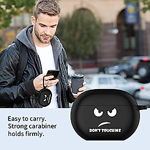 CACOE Silicone Case Cover for Beats Studio Buds/Beats Studio Buds + 2023,Protective Skin Beats Studio Buds Plus Cases Shockproof Cute Funny Print Accessories with Keychain（Black）