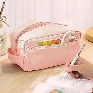 Large Capacity Pencil Case 3 Compartments, Portable Pencil Case with Zipper, Aesthetic Pencil Bag Pouch College Office School, Multifunctional Stationery Organizer for Students Teen Girl Boy Adults