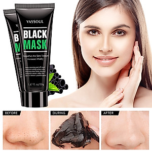 Vassoul Blackhead Remover Mask, Peel Off Blackhead Mask - Deep Cleansing Black Mask, Bamboo Activated Charcoal Peel-Off Mask (V002)