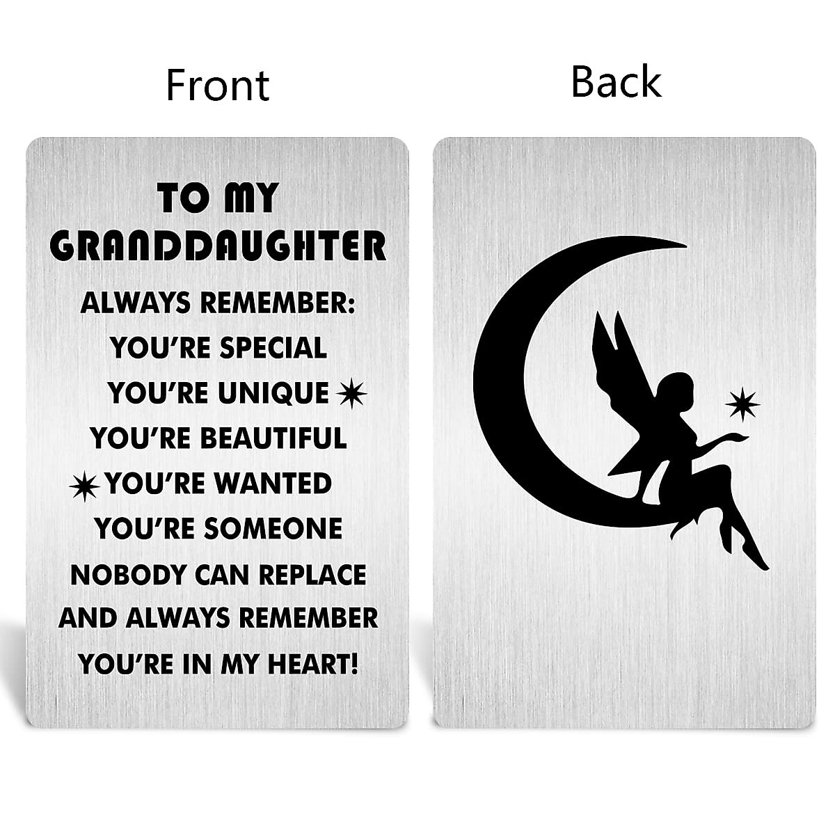to My Granddaughter Gifts Wallet Card from Nana Papa, Inspirational Granddaughter Quote Metal Wallet Insert Card Double Sided Engraved Gifts for Birthday Christmas