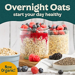 Easy Morning Overnight Oats ⎸ Organic Mix of Rolled Oats, Flax, Chia, Steel Cut Oats ⎸ Make in Overnight Oats Containers with Lids, Then Wake Up to Your Perfect Breakfast (10 Serving Bag, 15oz)