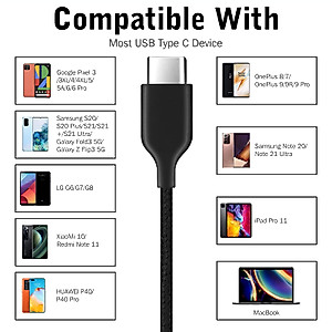 UrbanX OEM 2021 Type-C Stereo Headphones for Microsoft Surface Duo 2 Braided Cable - with Microphone - Black - USB-C Connector (US Version)