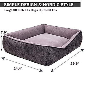 Coohom Rectangle Washable Dog Bed,Warming Comfortable Square Pet Bed Simple Design Style,Durable Dog Crate Bed for Medium Large Dogs (30 INCH, Black)