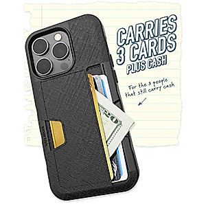 Smartish iPhone 14 Pro Wallet Case - Wallet Slayer Vol. 2 [Slim + Protective] Credit Card Holder with Kickstand - Black Tie Affair