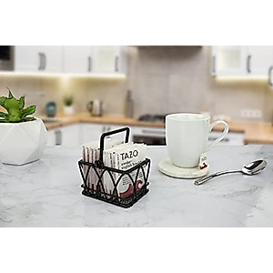 Spectrum Diversified Twist Sugar & Sweetener Holder Sugar Packet Basket, Coffee Accessories for Restaurants & Homes, Tea Bag Holder & Coffee Station Organizer, Black