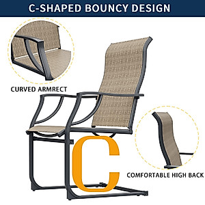 UDPATIO Patio Dining Chairs Set of 4, High Back Patio Chairs in All Weather Breathable Textile Fabric, Outdoor Furniture Chairs for Deck, Lawn, Garden, Backyard (Brown)