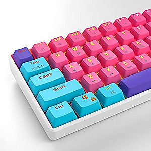 Fogruaden 60% Mechanical Keyboard, 61 Keys Gaming Keyboard, RGB Backlit, Ultra-Compact 60 Percent Wired Keyboard for Win/Mac PC Gamer, Easy to Carry on Trip (Pink, Red Switch)