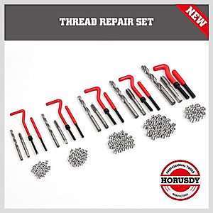 Metric Helicoil Thread Repair Kit: 131-Piece Heli Coil HSS Drills Inserts Taps & Tools M5 M6 M8 M10 M12 Automotive Engine Spark Plug Cylinder Insertion Rethreading Tools Universal Rethread Restorer