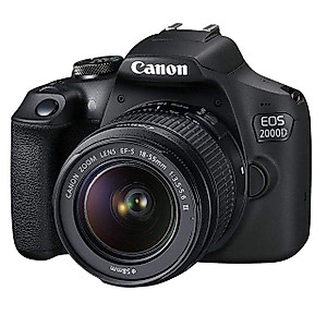 Canon EOS 2000D (Rebel T7) DSLR Camera Bundle with Canon EF-S 18-55mm f/3.5-5.6 Lens + 2pc SanDisk 32GB Memory Cards + Professional Kit (Renewed)