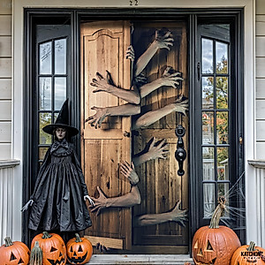 KatchOn, 3D Halloween Door Stickers - 79x30 Inch | Halloween Door Decorations, Halloween Door Decals for Halloween Decorations Door | Halloween Front Door Stickers for Halloween Party Decorations