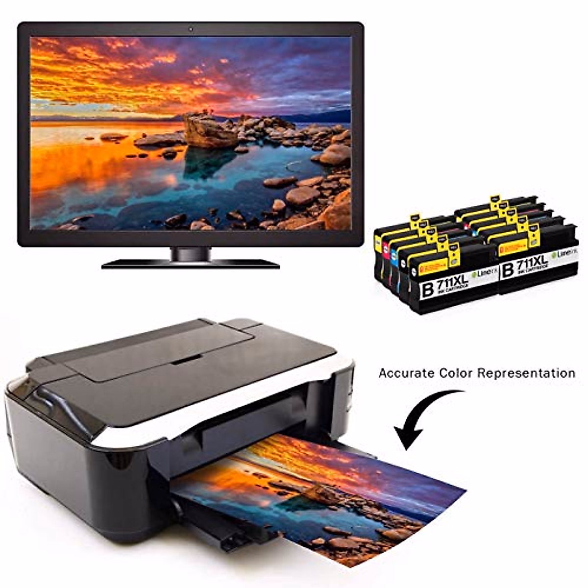 Limeink 10 Pack Compatible 711XL 711 High Yield Ink Cartridges (4 Black, 2 Cyan, 2 Magenta, 2 Yellow) for HP Designjet T120 T520 Printer